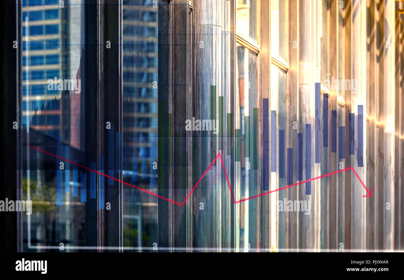 Composing with business building and stock chart Stock Photo - Alamy