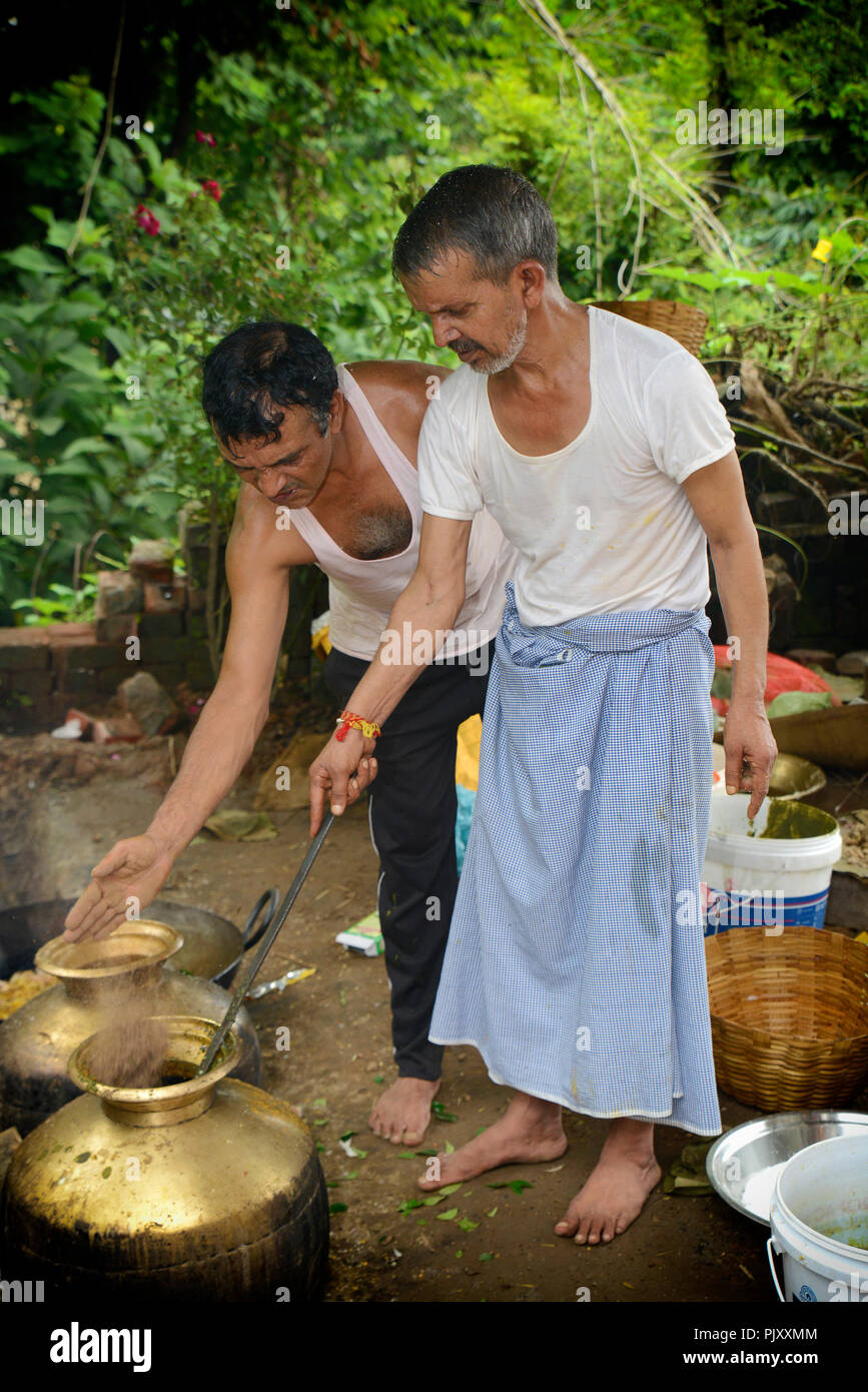 Cooking Food Outdoors Using Fire Woods in Village Stock Photo - Alamy