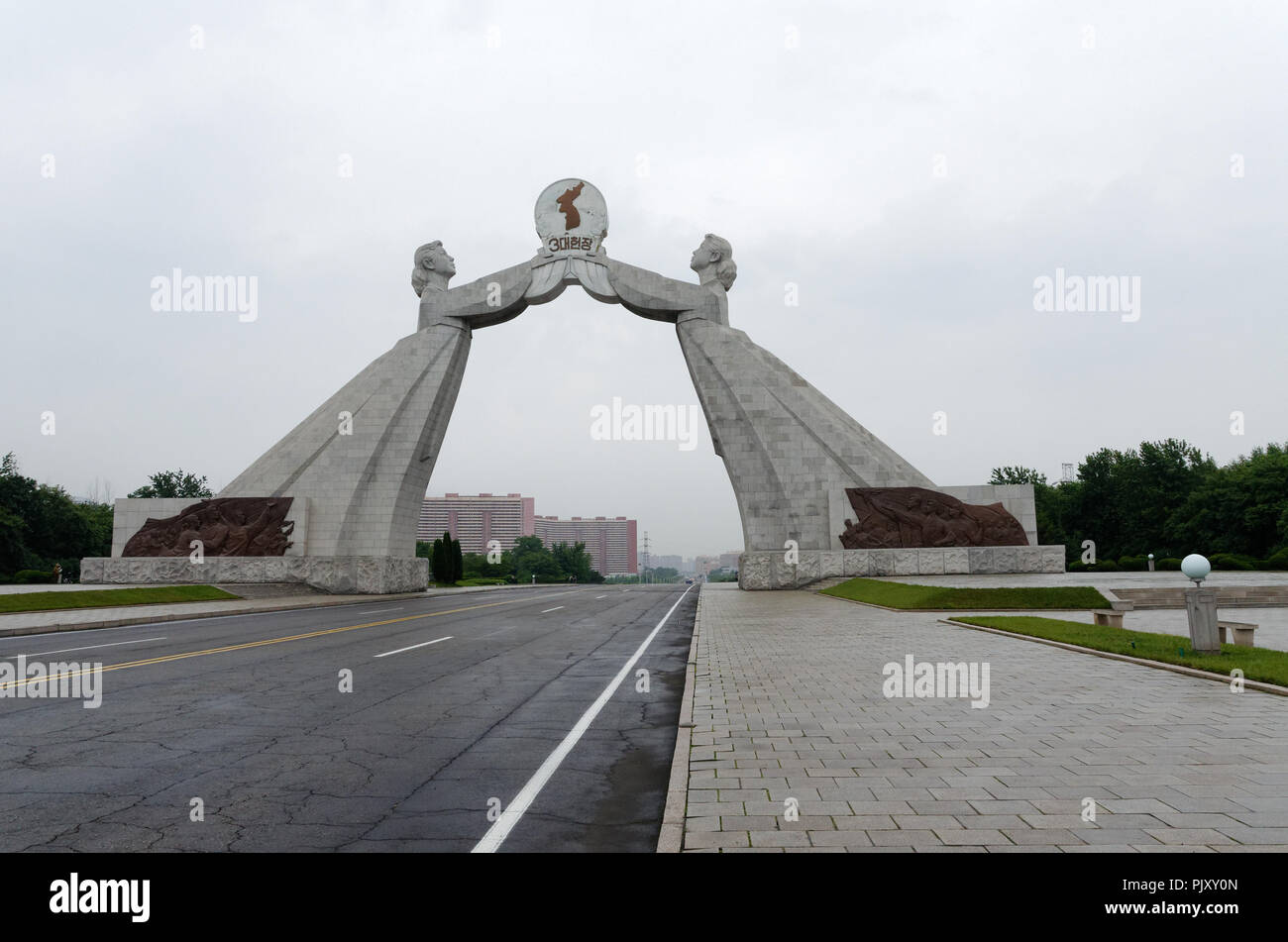 The Arch of Reunification, Pyongyang, North Korea, north and south ...