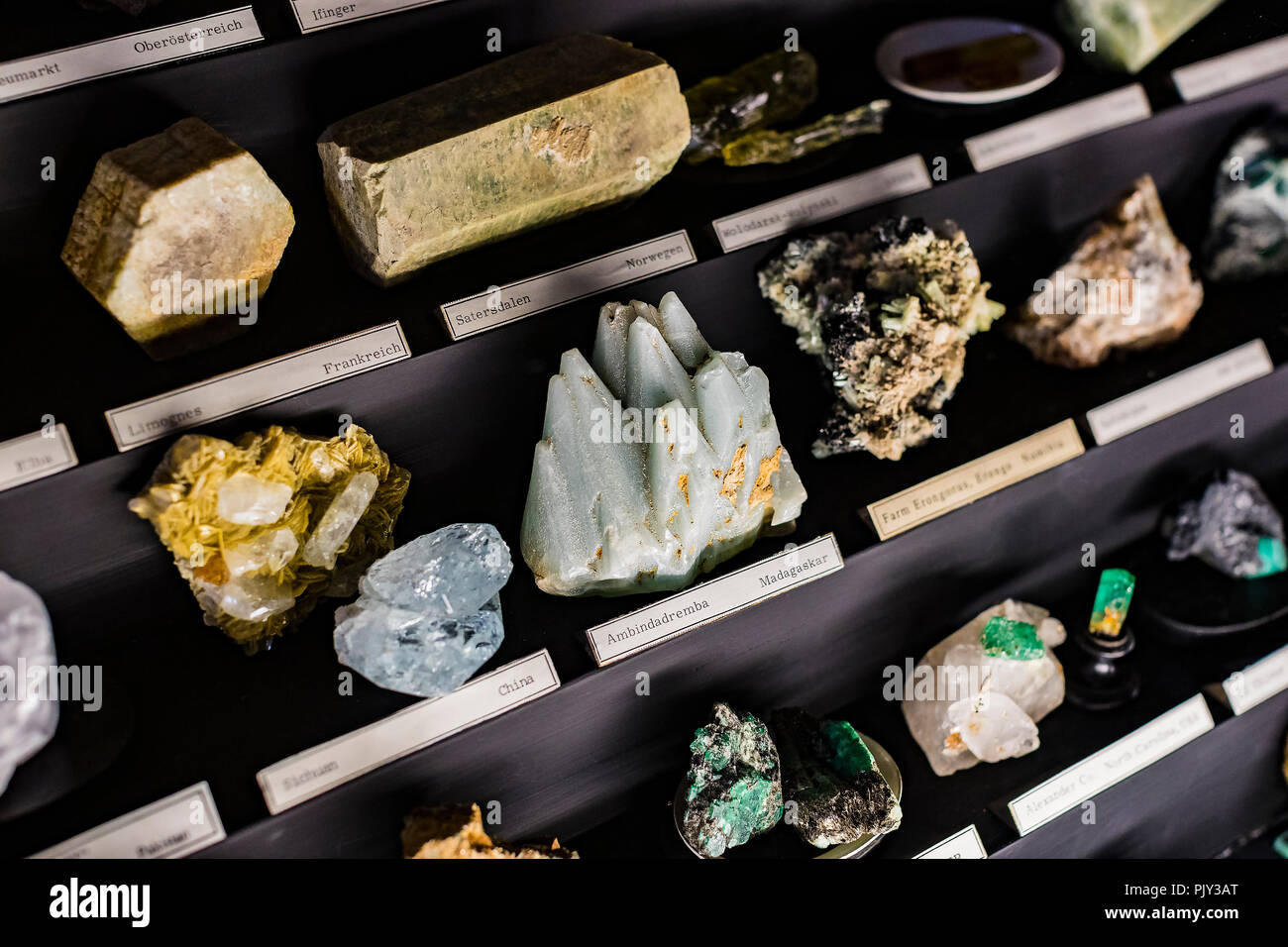 3 SEPTEMBER 2018, VIENNA, AUSTRIA: Collection of minerals of stones and ...