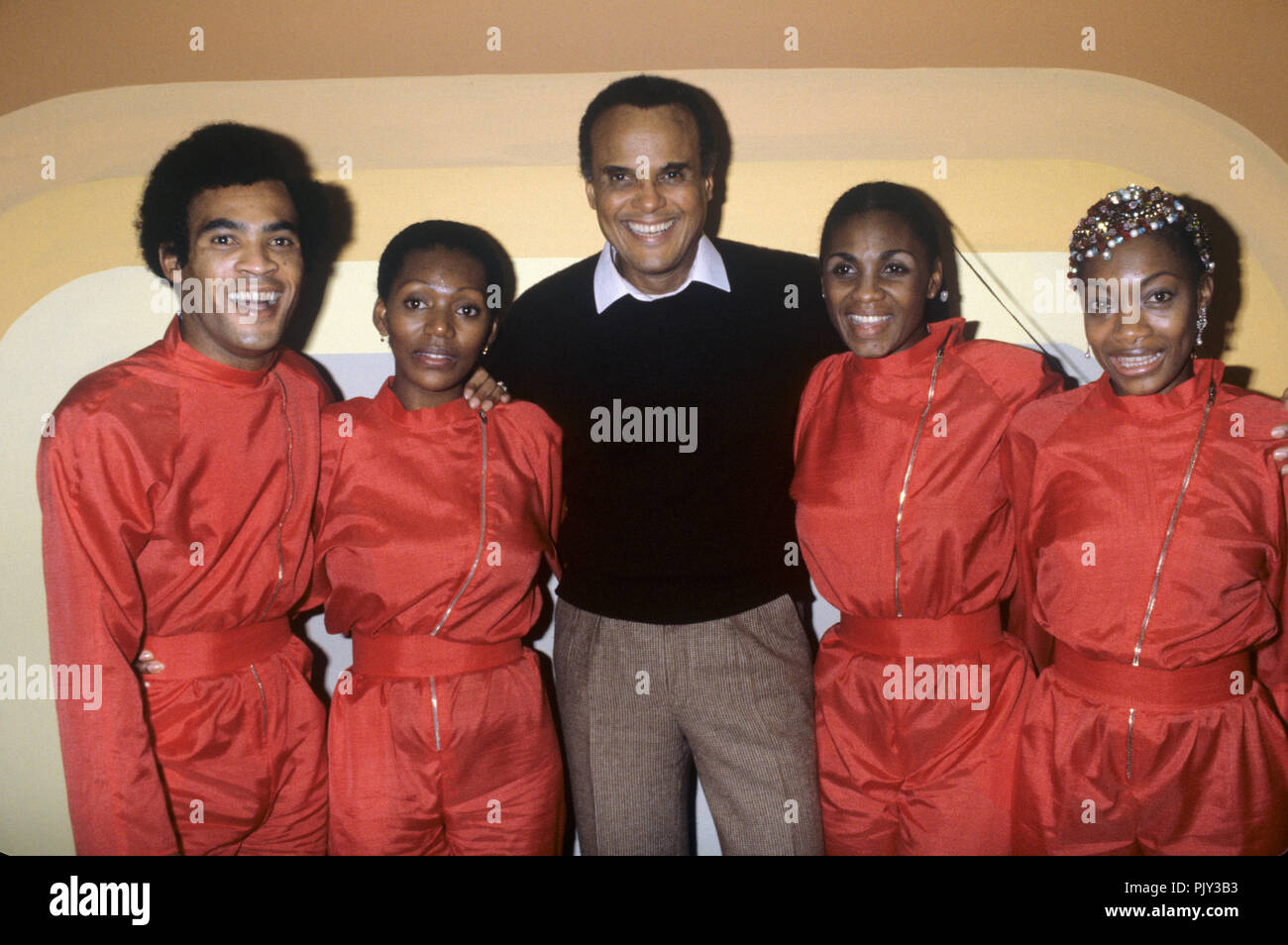 l-r. Bobby Farrell, Liz Mitchell, Harry Belafonte, Marcia Barrett ...