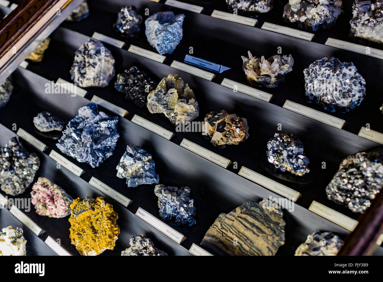 3 SEPTEMBER 2018, VIENNA, AUSTRIA: Collection of minerals of stones and ...