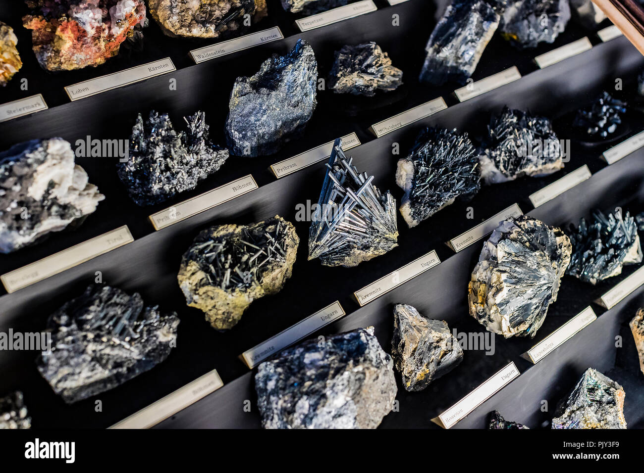 3 SEPTEMBER 2018, VIENNA, AUSTRIA: Collection of minerals of stones and ...