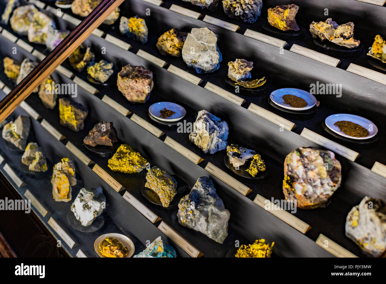 3 SEPTEMBER 2018, VIENNA, AUSTRIA: Collection of minerals of stones and ...