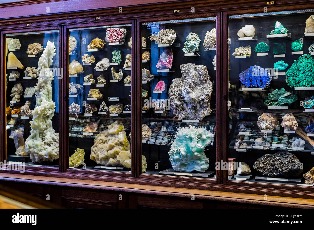 3 SEPTEMBER 2018, VIENNA, AUSTRIA: Collection of minerals of stones and ...