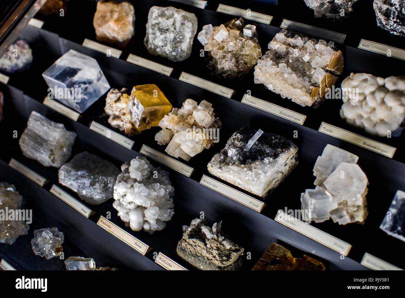 3 SEPTEMBER 2018, VIENNA, AUSTRIA: Collection of minerals of stones and ...