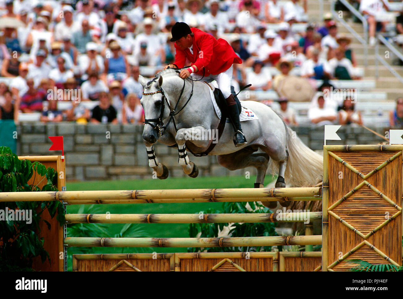 Olympic Games, Atlanta, August 1996, Jos Lansink (NED) riding Carthago ...