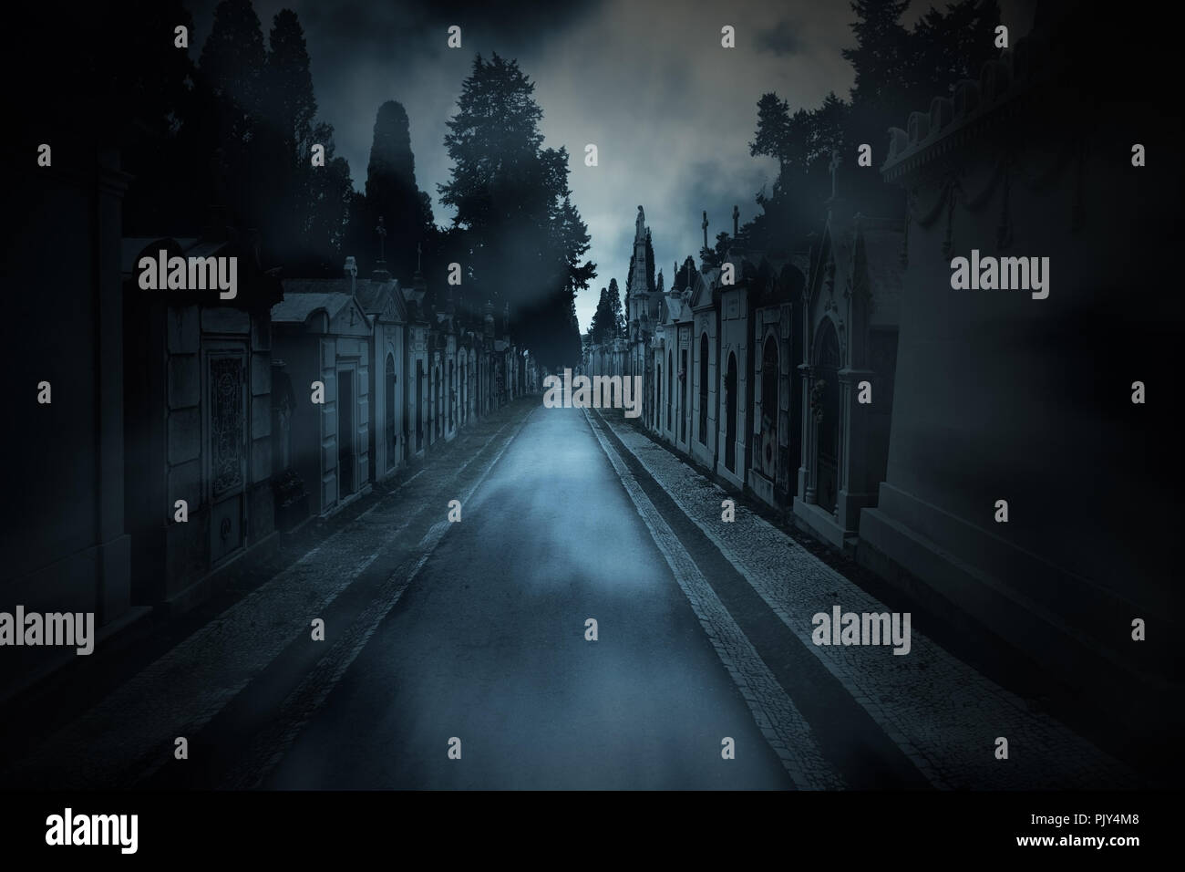 Old european dark cemetery background Stock Photo - Alamy