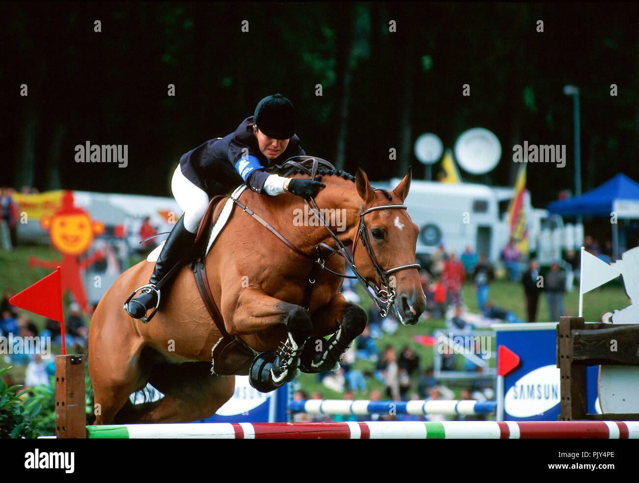 CSIO St. Gallen, June 1997, Alexandra Ledermann (FRA) riding Rochet M ...