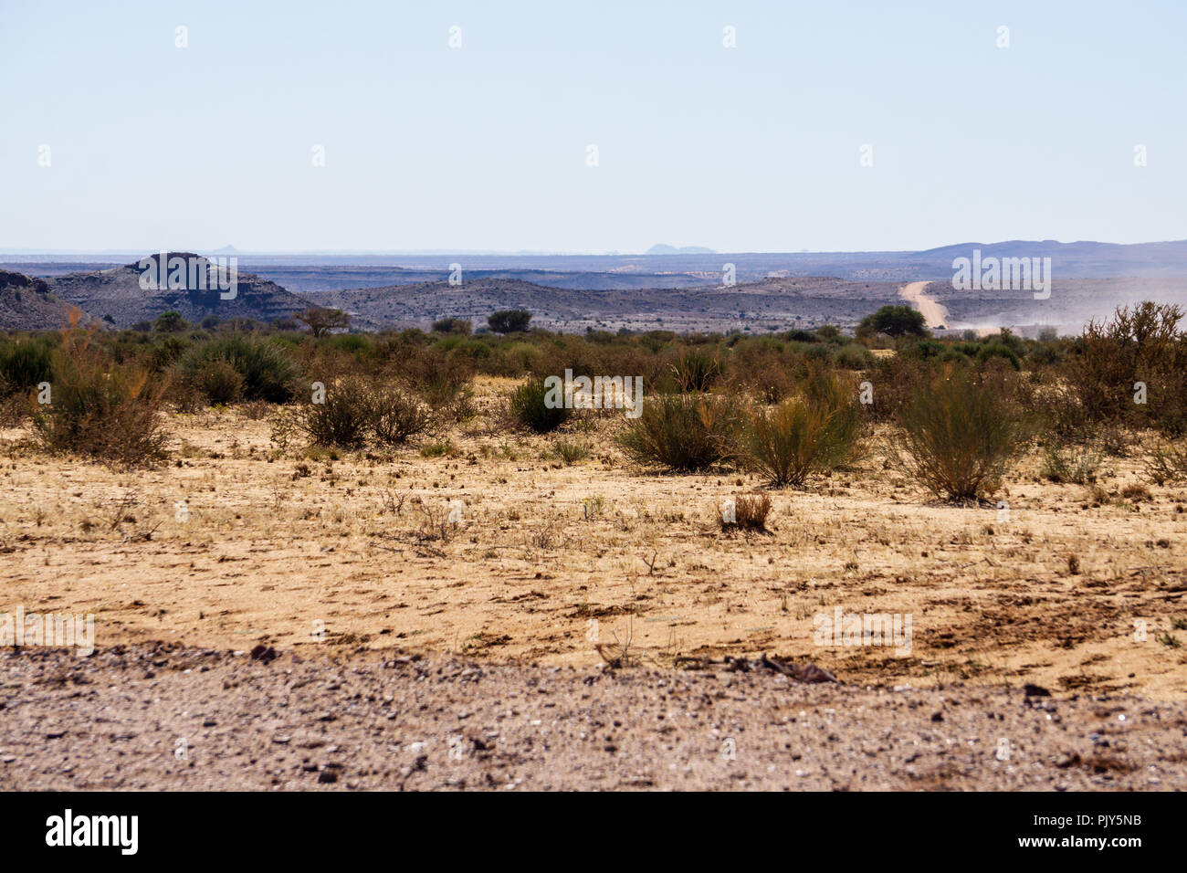 namibia wind dust road car Stock Photo - Alamy