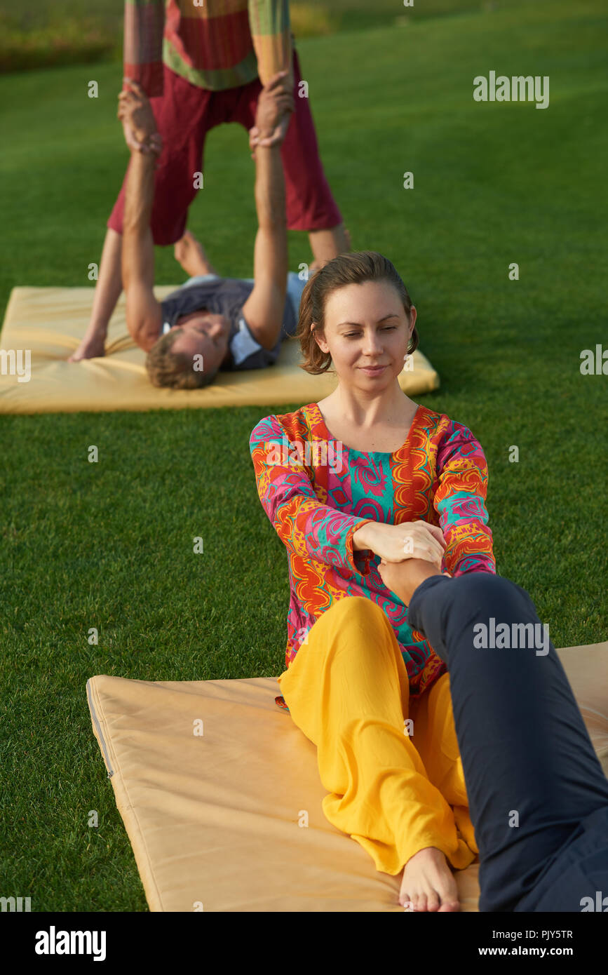 Touching his leg hi-res stock photography and images - Alamy