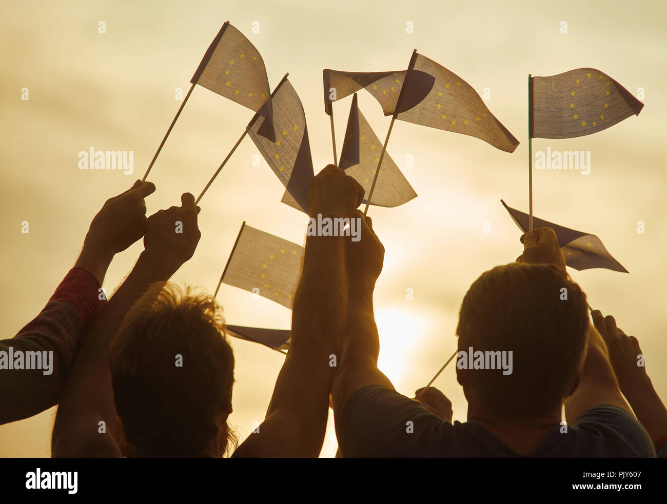 Raise the eu flags hi-res stock photography and images - Alamy