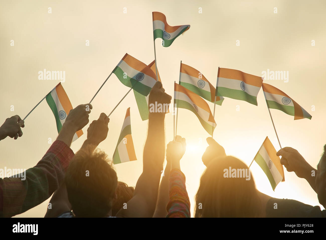 Indian patriots with flags Stock Photo - Alamy