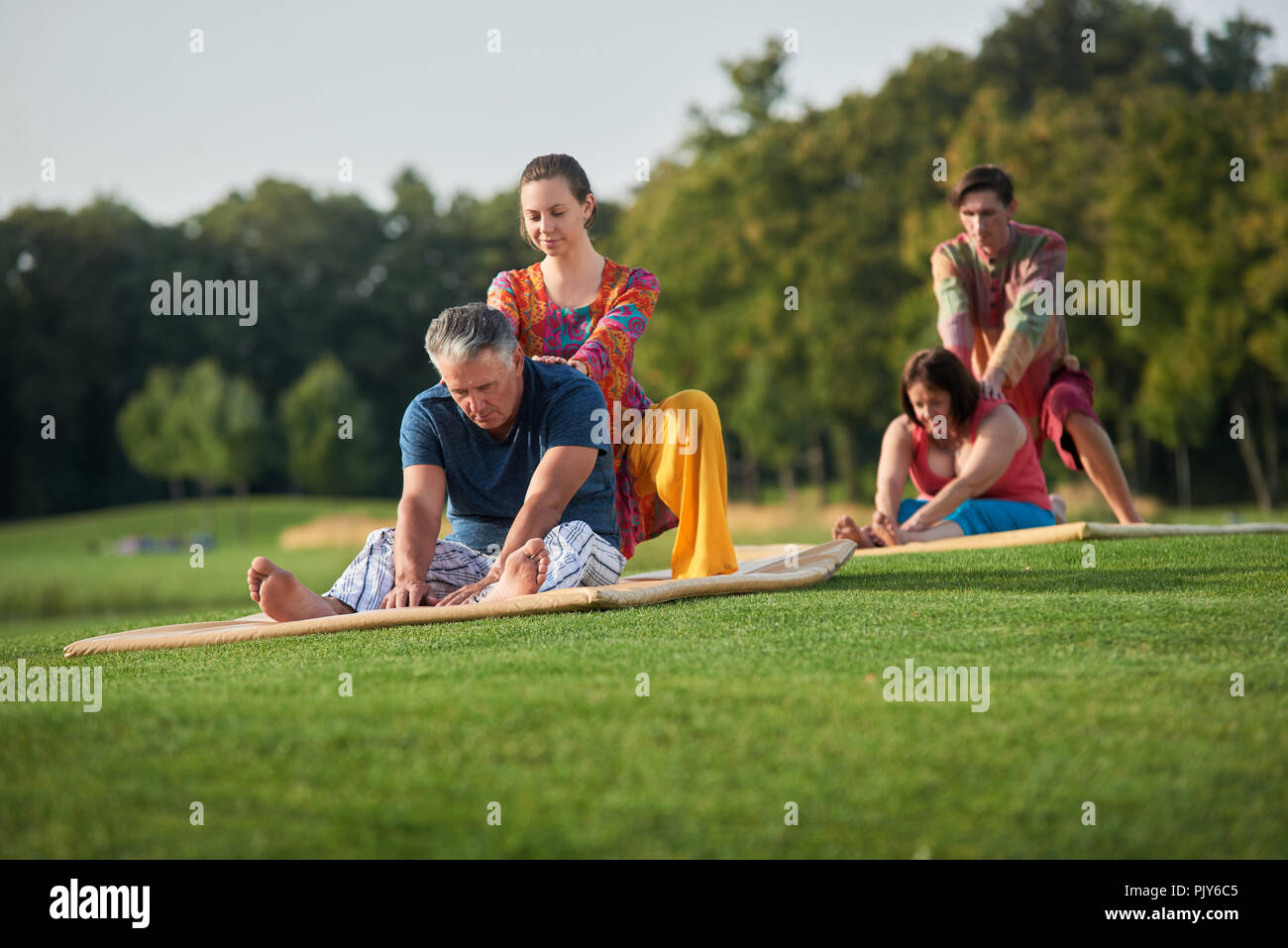 Woman stretching back shoulders hi-res stock photography and images - Alamy