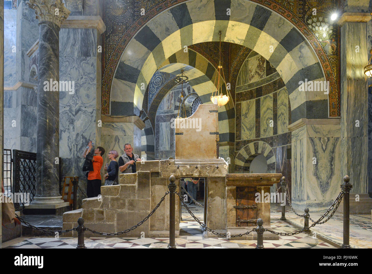 Throne, imperial box, cathedral, Aachen, North Rhine-Westphalia ...