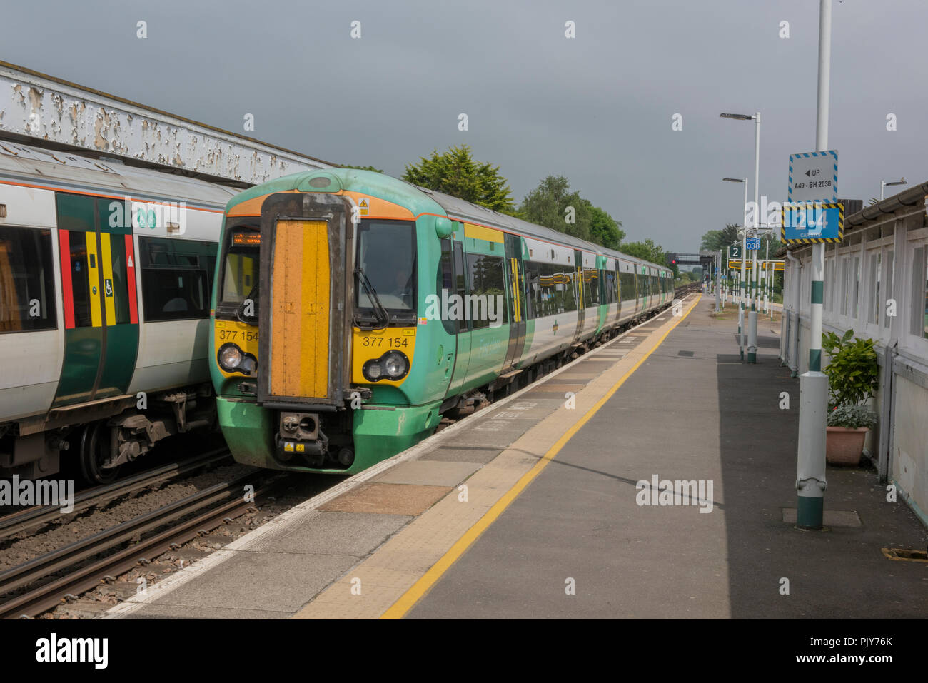 southern railway trains in the platforms at Barnham station, west ...