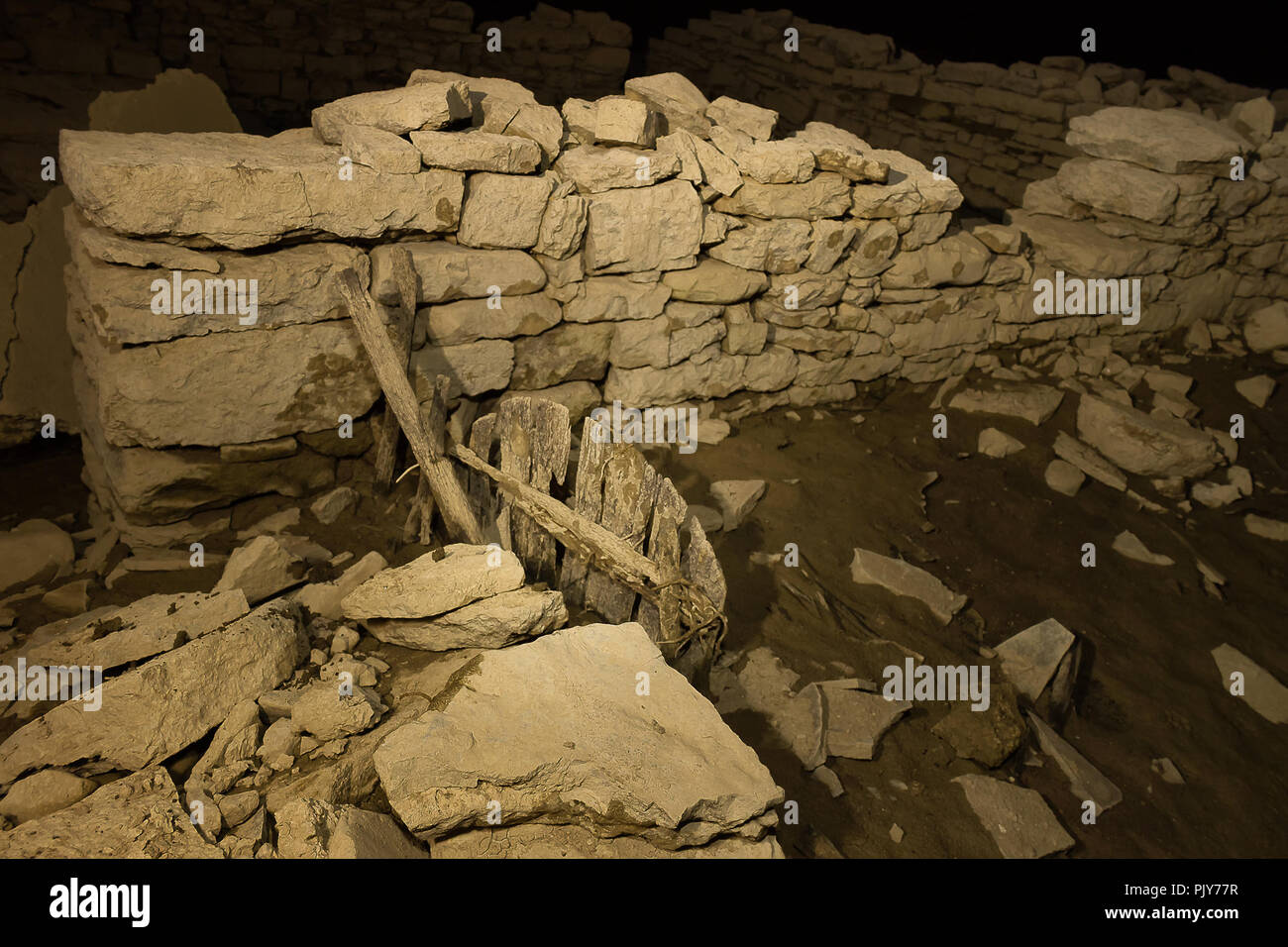 Spooky view during low water level of usually underwater ruins of ...