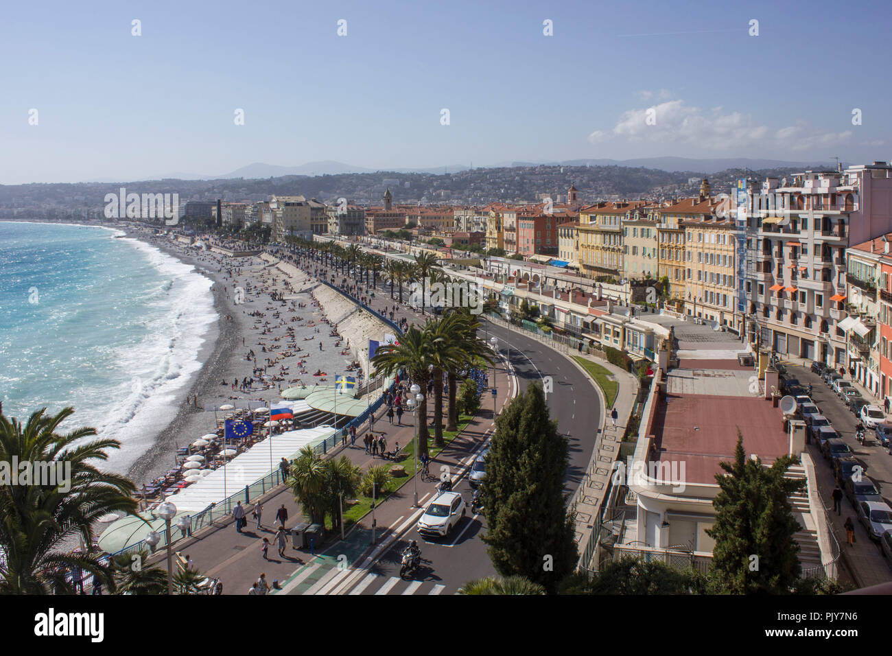 NICE, FRANCE - APRIL 22 2017: Overview of Nice from the Castle Hill ...