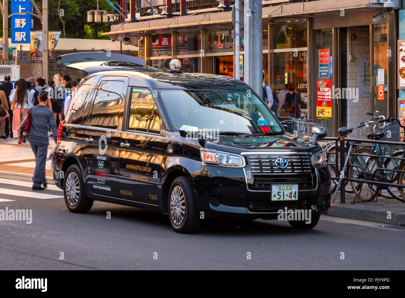 TOKYO, JAPAN - APRIL 29 2018: New model of Japanese Taxi called JPN ...