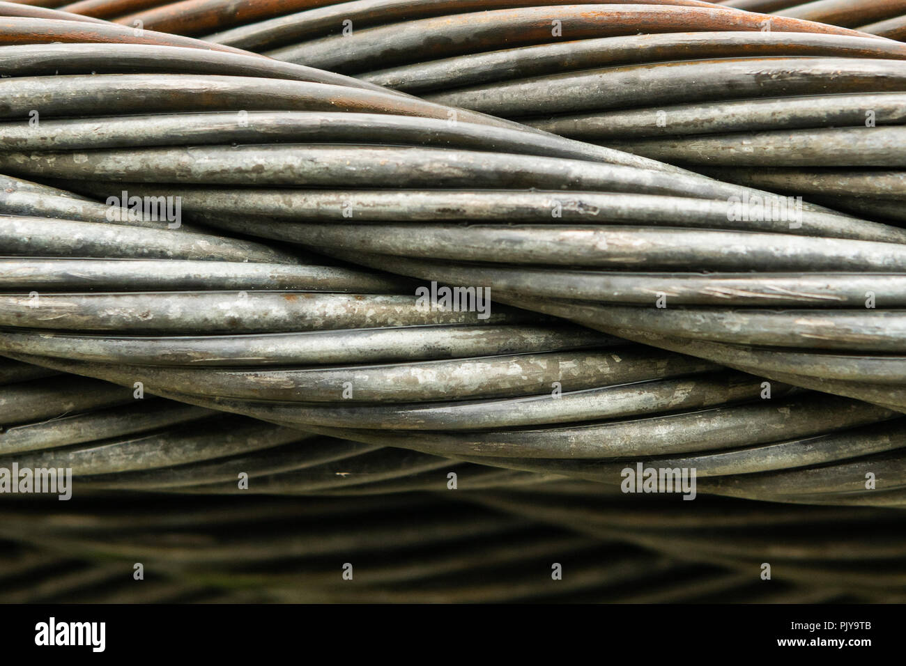 Close up of Thick Braided Wire Cable Horizontal Stock Photo - Alamy