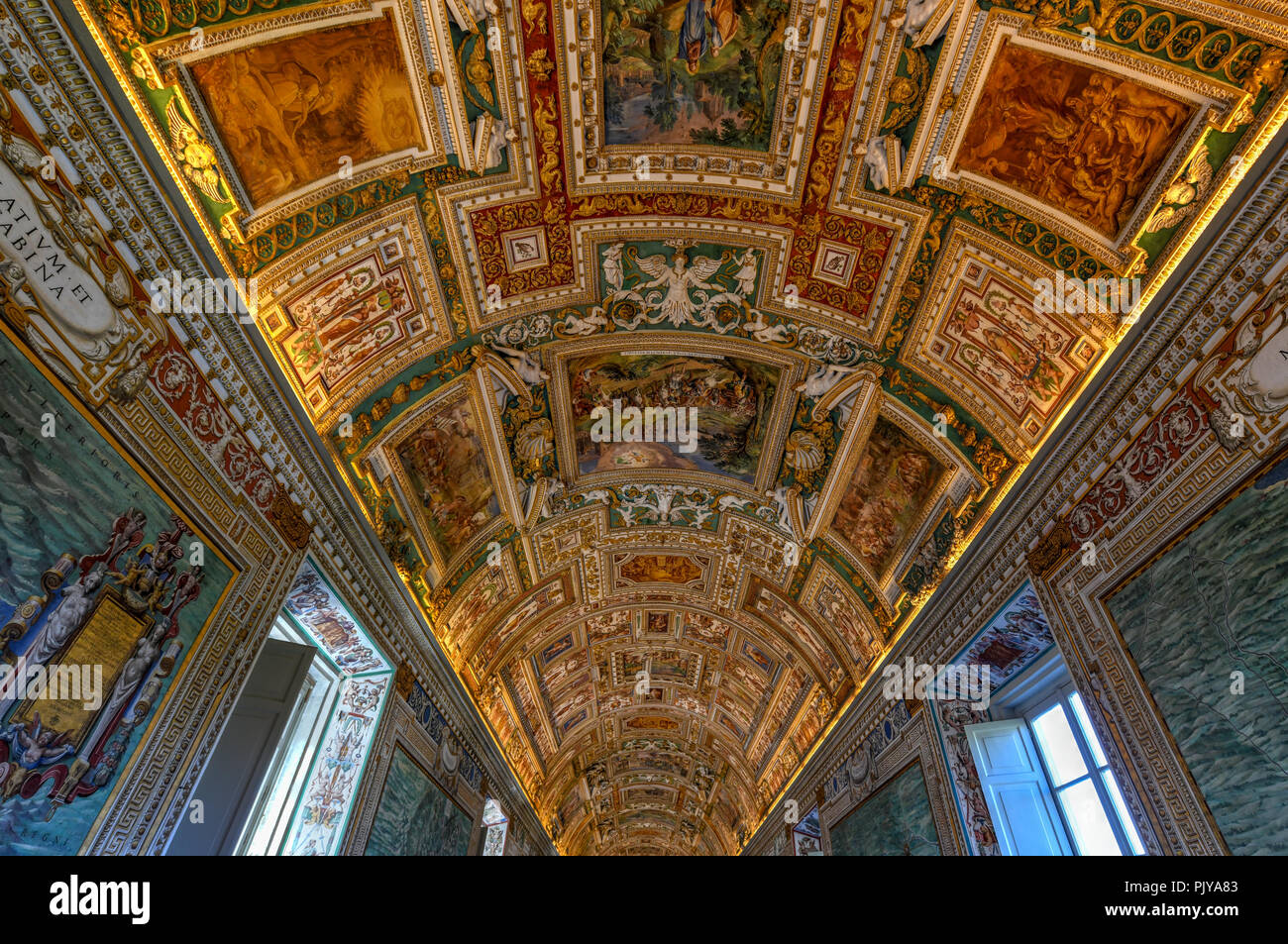 Gallery ceiling at the Vatican Museum in the Vatican City, Rome, Italy ...