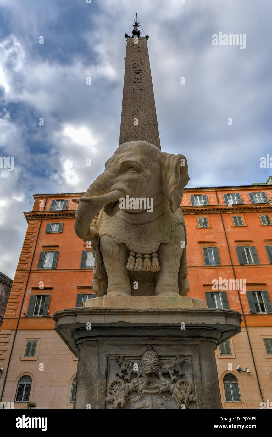 Elephant and Obelisk. Piazza della Minerva in Rome, Italy Stock Photo ...