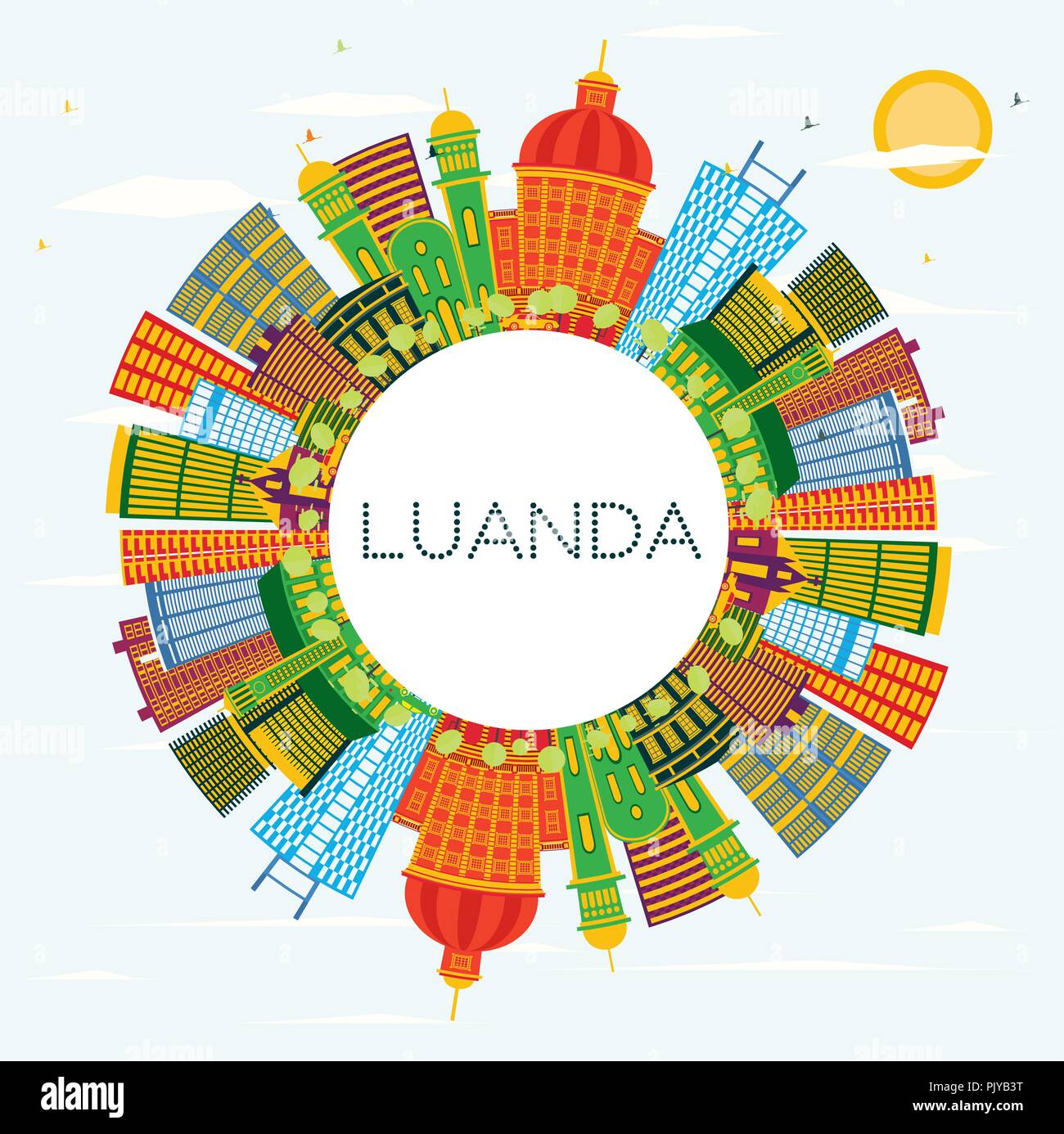 Luanda Angola City Skyline with Color Buildings, Blue Sky and Copy ...