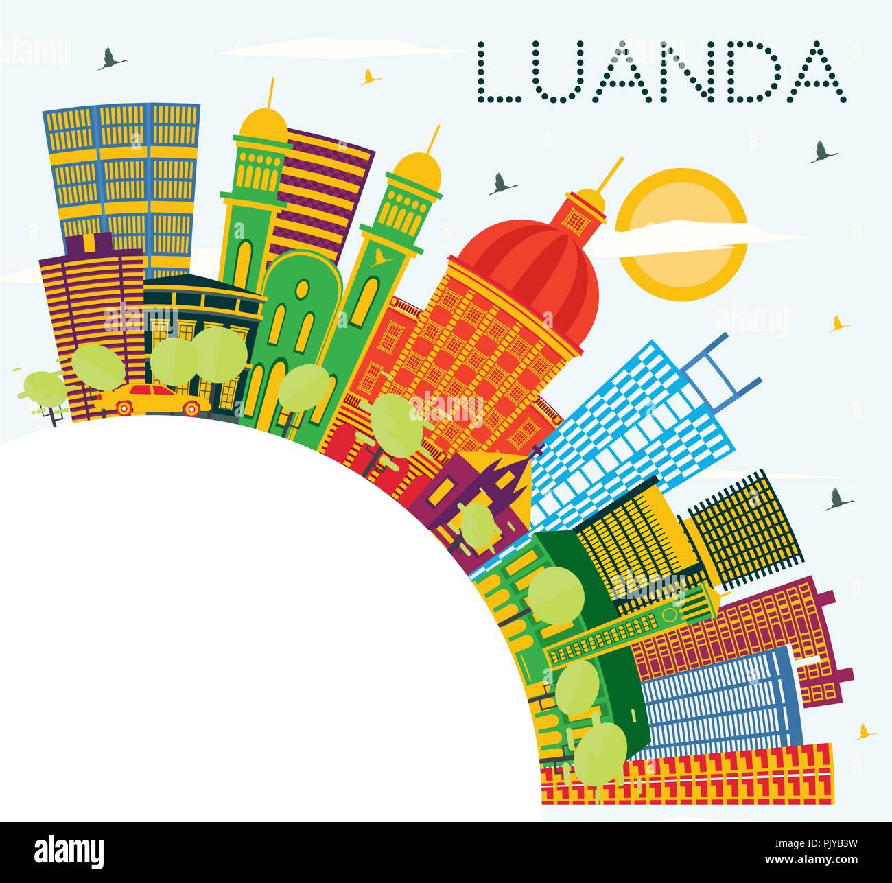 Luanda Angola City Skyline with Color Buildings, Blue Sky and Copy ...
