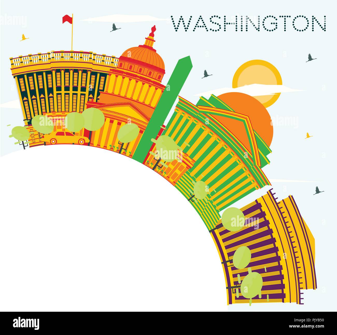 Washington DC Skyline with Color Buildings, Blue Sky and Copy Space ...