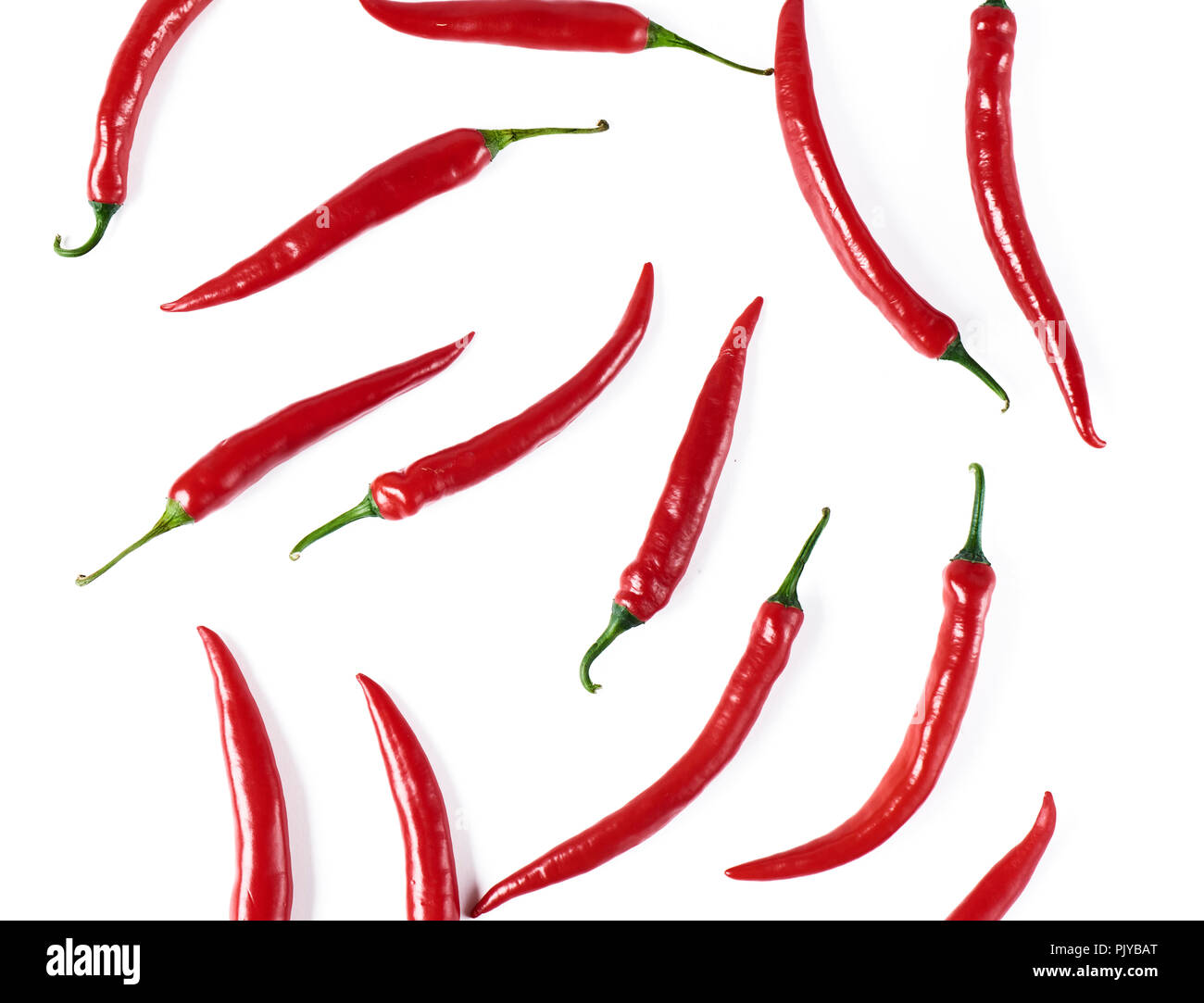 Flat lay red chili peppers pattern on white background Stock Photo - Alamy