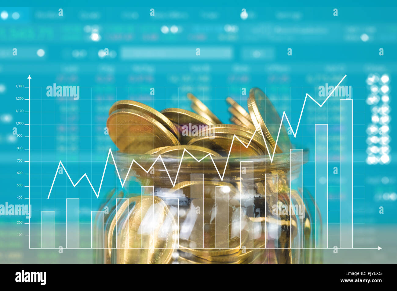 Businessman in jar graph chart hi-res stock photography and images - Alamy