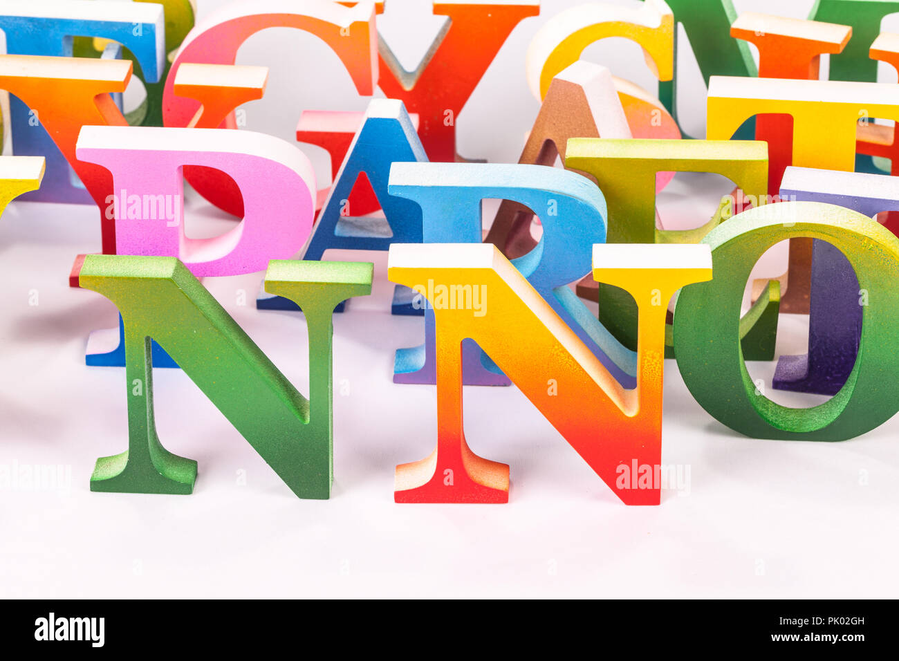 colorful uppercase english letters on white background Stock Photo - Alamy