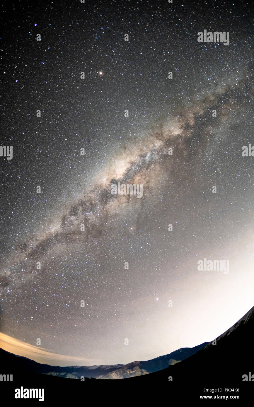A super wide angle view of the Milky Way galaxy as it appears over the ...