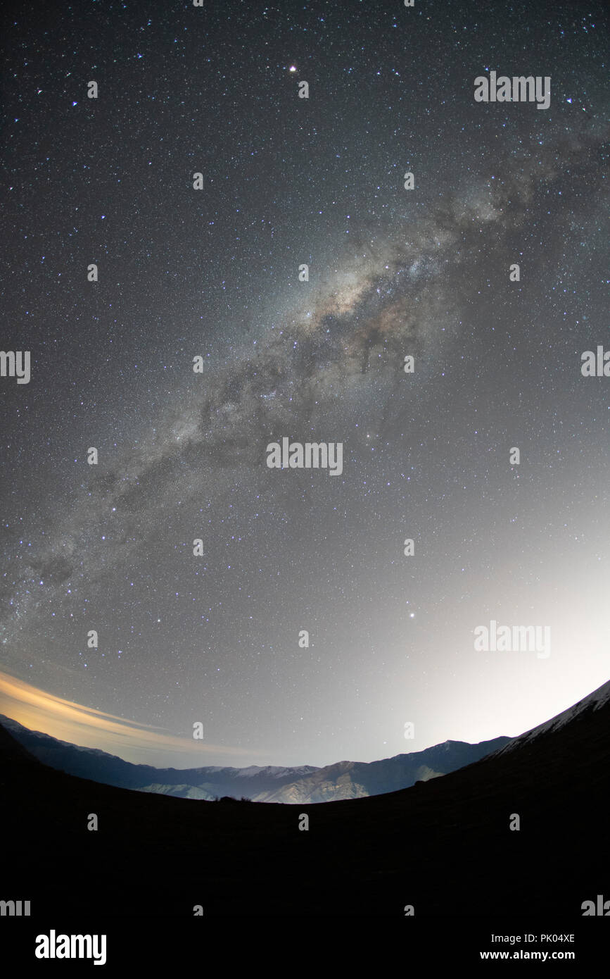 A super wide angle view of the Milky Way galaxy as it appears over the ...