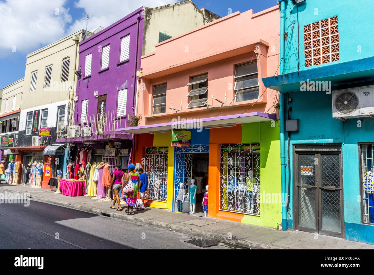 Colourful buildings in Old Town, Bridgtown, Barbados Stock Photo - Alamy