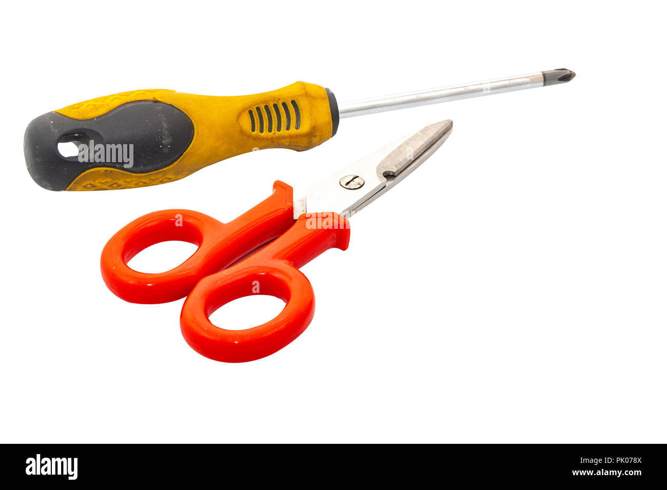scissors and screwdriver isolated on white background Stock Photo - Alamy