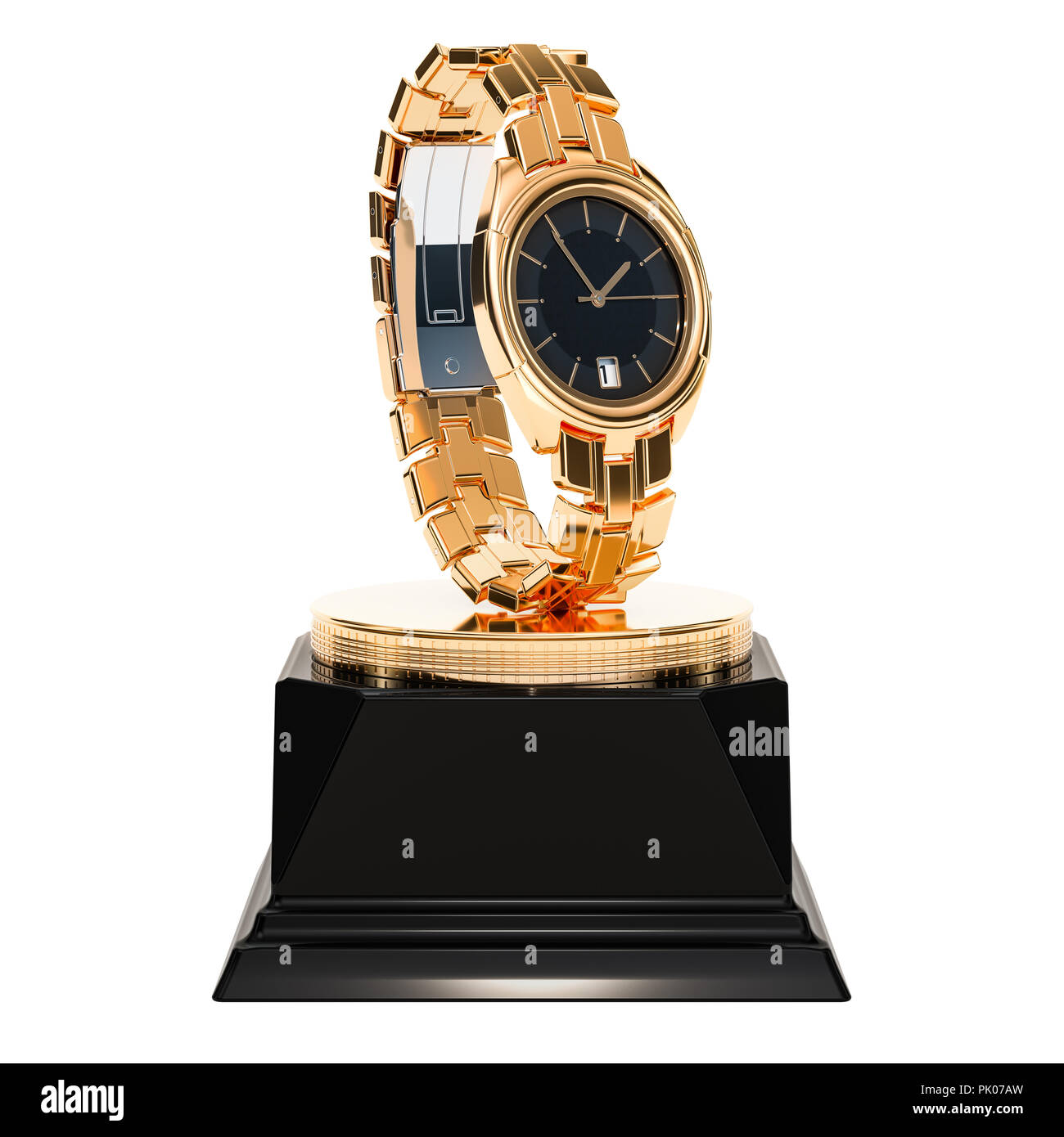 Best wrist watch, golden award concept. 3D rendering isolated on white ...