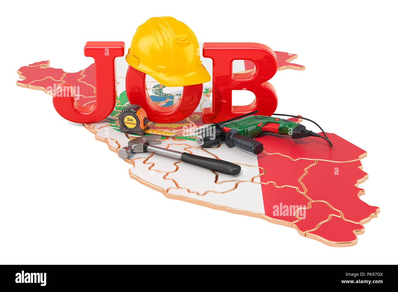 Job Vacancies in Peru concept, 3D rendering isolated on white ...