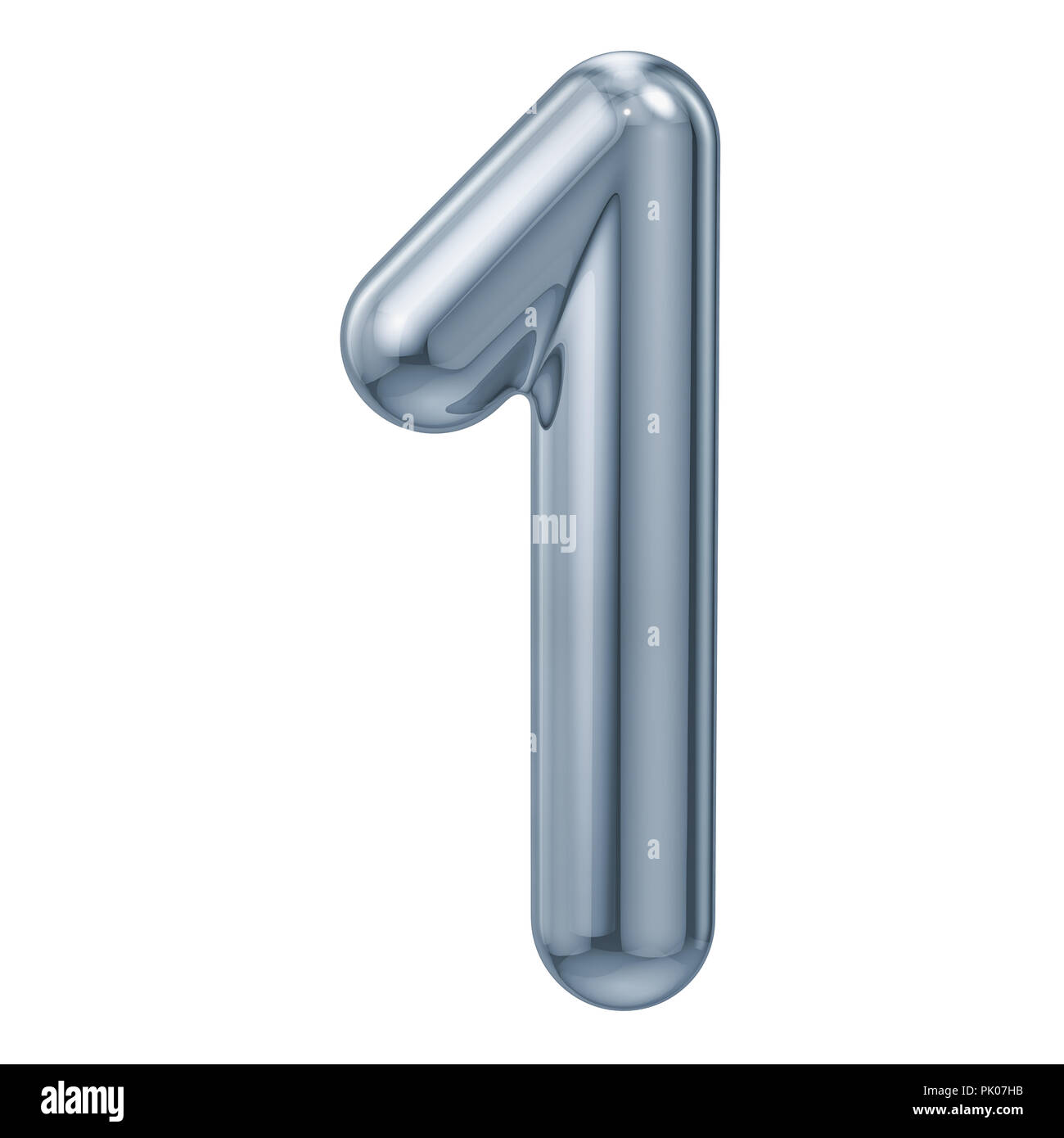 Metallic number 1, 3D rendering isolated on white background Stock ...