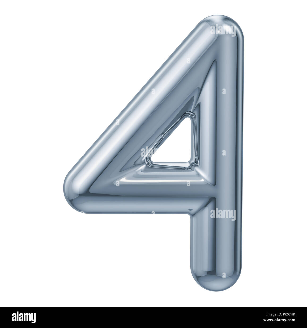 Metallic number 4, 3D rendering isolated on white background Stock ...