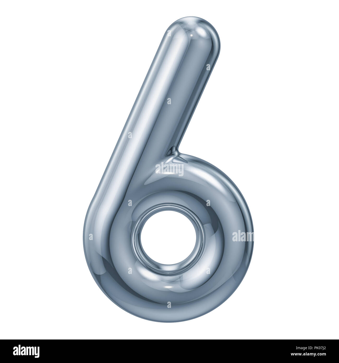 Metallic number 6, 3D rendering isolated on white background Stock ...