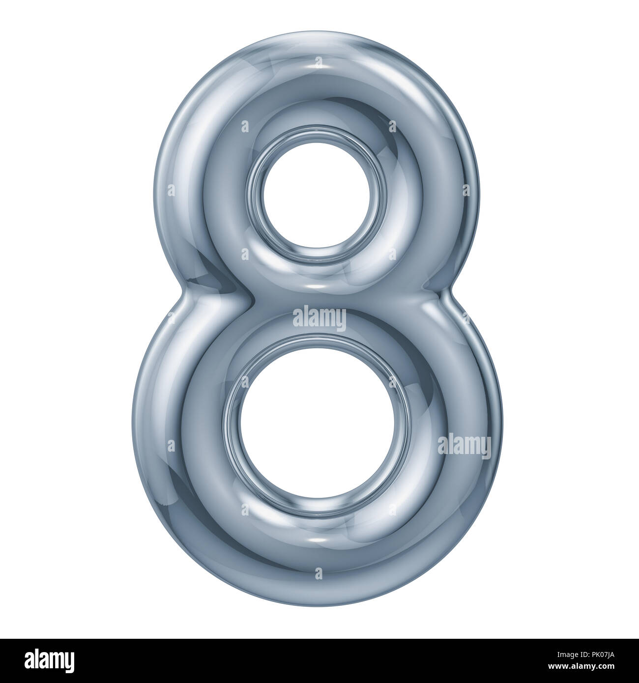 Metallic number 8, 3D rendering isolated on white background Stock ...