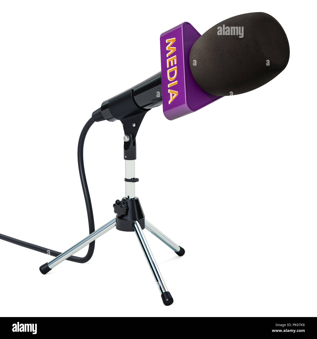 Microphone Media on the stand, 3D rendering isolated on white ...