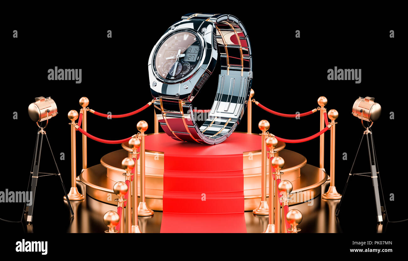 Podium with Analog Digital Wrist Watch for men, 3D rendering Stock ...