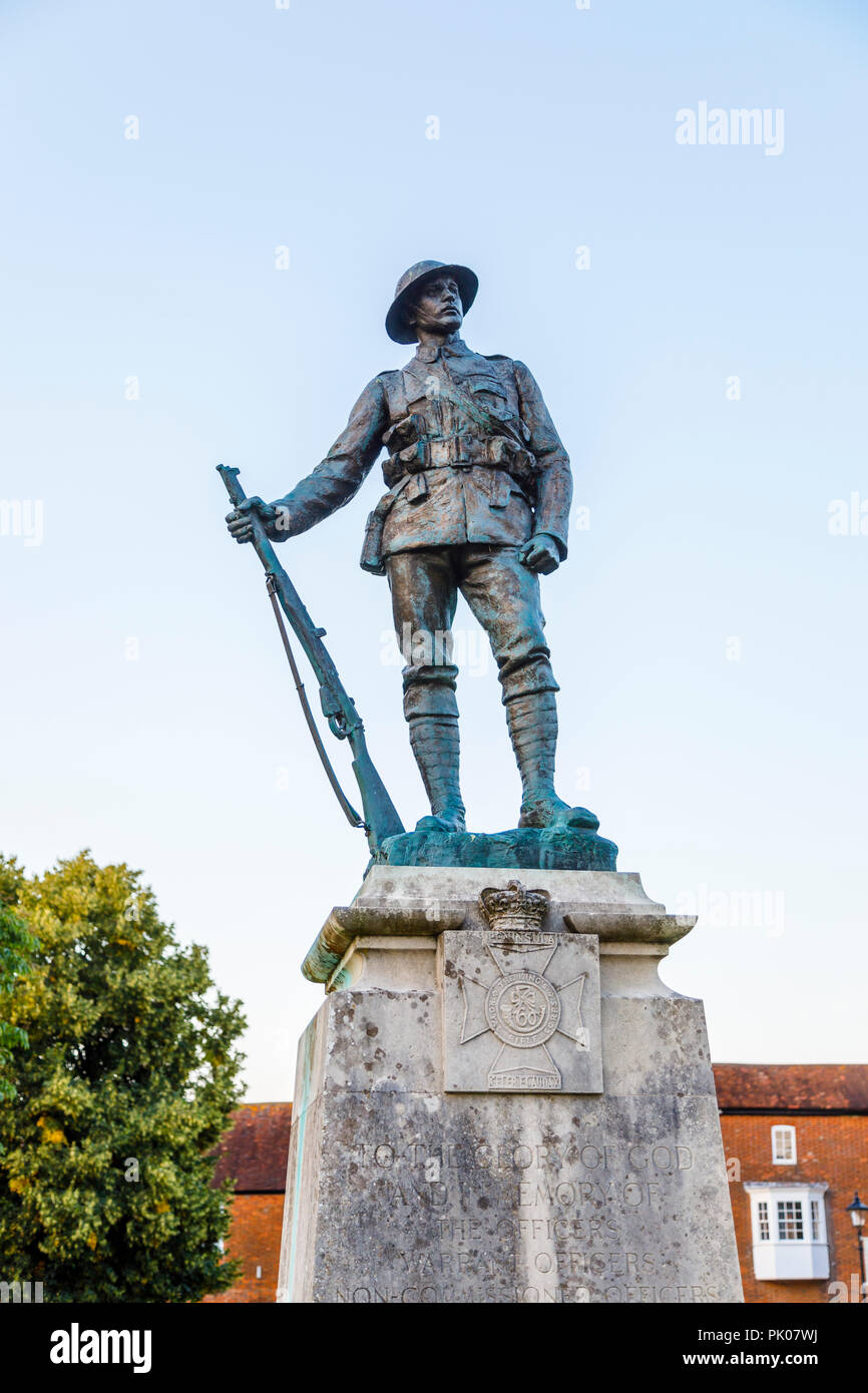 King's Royal Rifle Corps War Memorial, Winchester, statue of a Tommy ...