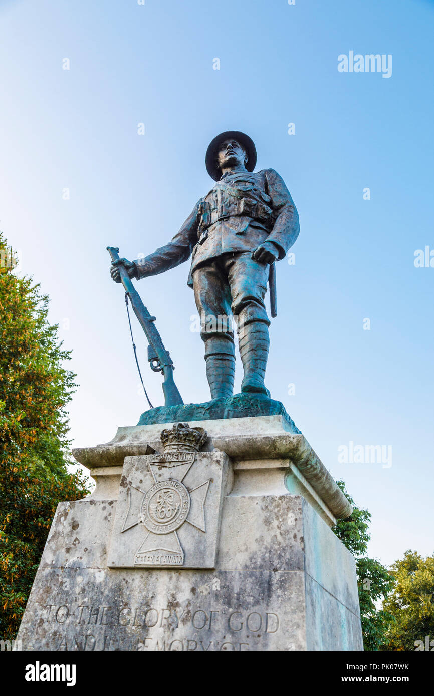 King's Royal Rifle Corps War Memorial, Winchester, statue of a Tommy ...