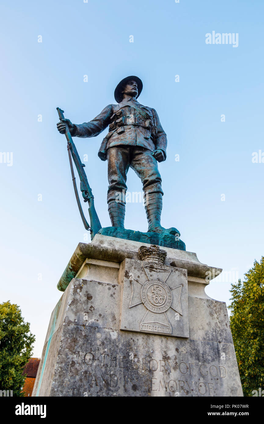 King's Royal Rifle Corps War Memorial, Winchester, statue of a Tommy ...