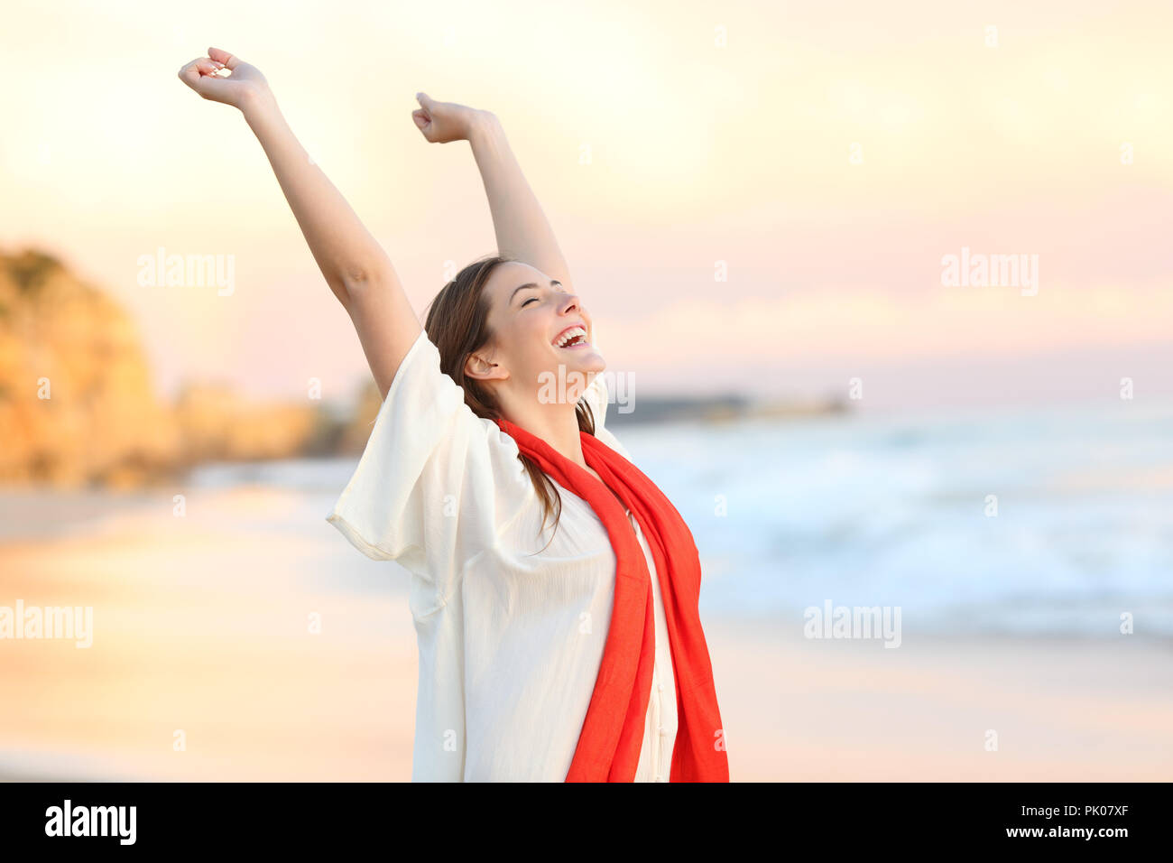 Sun arms raising beach hi-res stock photography and images - Alamy