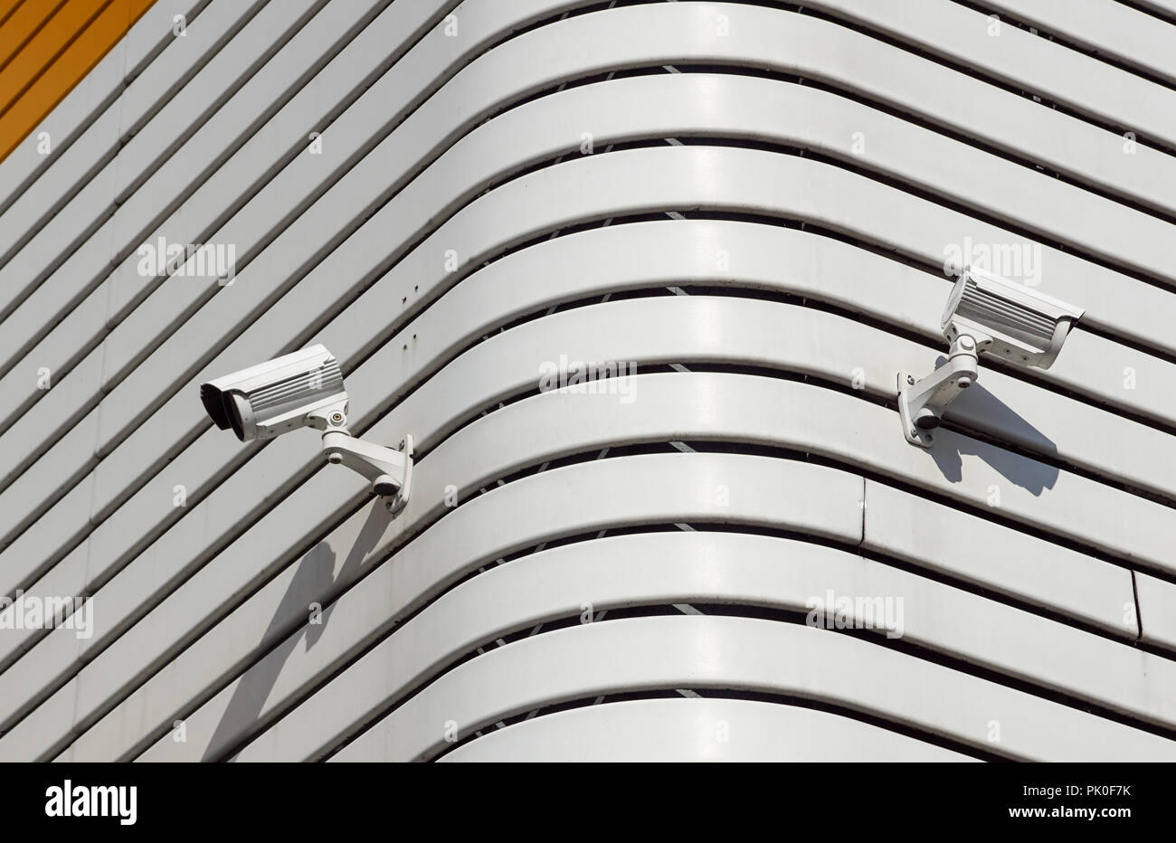 Security cctv cameras in metal wall. cctv system Stock Photo - Alamy