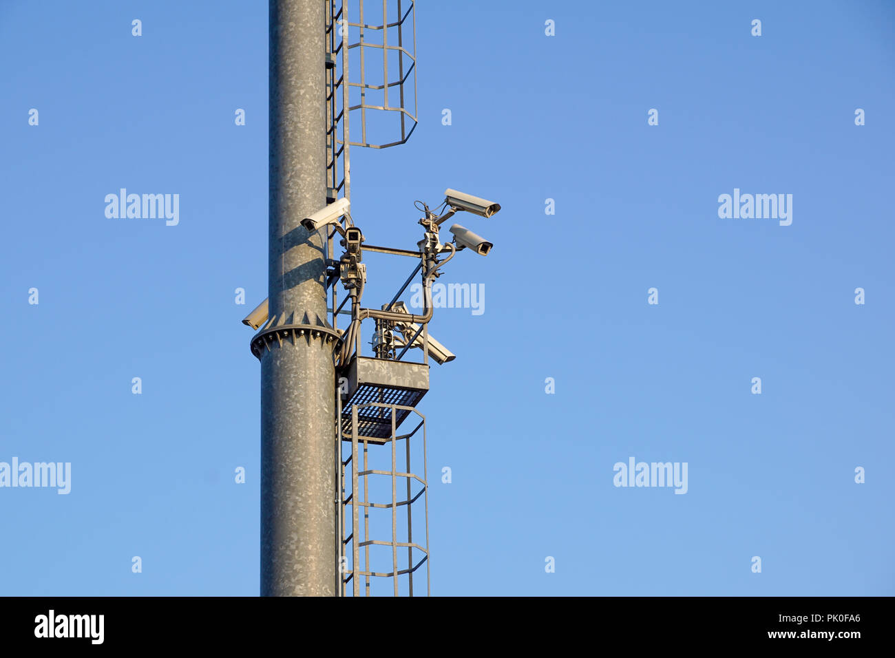 light pole whith security camera .cctv video surveillance Stock Photo ...